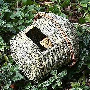 Rehomy Hanging Bird Houses Nest, 2pcs Reed Grass Hand Woven Bird Nesting Hanging Cage Grass Bird Hut Shelter for Parrot, Cockatiel, Parakeet, Canary, Finch Bird, Hummingbird, Dove, Budgie