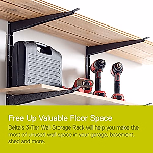 Heavy Duty Wood and Lumber Storage Rack, Holds Up to 480 lbs - Easy to Install Mounted Rack with Steel Construction for Indoor & Outdoor Storage Solution for Garage, Basement & Pantry by Delta Cycle