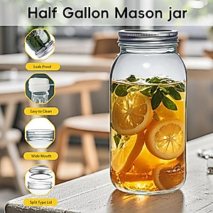 Ltzmcmy 64 oz Mason Jars Wide Mouth,3 Pack Large Half Gallon Mason Jar with Airtight Lids,Air Tight Glass Pickling Jars for Canning,Fermenting,Food Storage