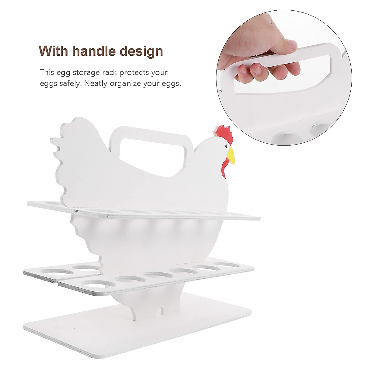 Hemoton 1pc Egg Rack Egg Tray for Refrigerator Wood Egg Tray Countertop Egg Dispenser Egg Dispenser for Refrigerator Decorative Tray Egg Stand Kitchen Supplies White Synthetic Wood Desktop