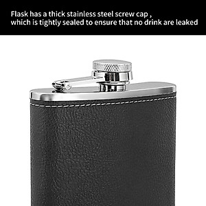 2 Pack 8 oz Leather Hip Flasks for Liquor for Men,Stainless Steel Hip Flasks with Funnel for Wedding Party, Leather Black Flasks for Liquor