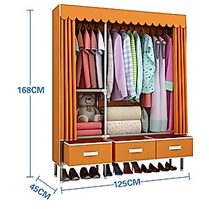 TFIIEXFL Wardrobe Armoire Closet Rack Pockets, Quick and Easy to Assemble (Color : Black)