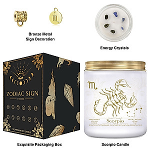 YTENTE Zodiac Sign Candles Gift, Zodiac Crystals Candles Jar,Astrology Lavender Scented Soy Stones Candles Best Friends Gifts for Women Men Sister Brother Funny Birthday Gift (Scorpio)