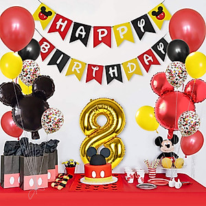 LINGTEER Micky Mouse Happy Birthday Decorations Set - Oh Twodles Gold Banner - 2nd Micky Theme Birthday Balloon Party Decorations.