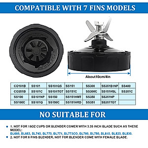 SS101 Blender Blade Replacement for Ninja, 7-Fins Blender Blade Compatible with Nutri Ninja Foodi Power Blender SS150,SS151,SS300, SS350,SS351, SS351TGT, CO351B, SS100, SS101, SS101C, CO101B