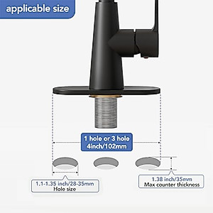 Phiestina Single Hole Matte Black Single-Handle 4 Inch Bathroom Sink Faucet with Deck Plate and Supply Hoses, Bar Sink Faucet/Pre-Kitchen Sink Faucet with 360° Rotation Spout, WE10E-MB