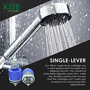 Kerox PBS 40 Faucet Cartridge - Replacement Shower Valve Cartridge, Parts For Bathtub, Bathroom Faucet Repair, Tub Shower Cartridges W/Water Pressure Balancing, Single-Lever Type - 40mm Diameter
