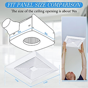 Baquler Exhaust Bathroom Fan Cover Bathroom Ceiling Fan Grille with Springs Plastic Replacement Vent Fan Fits Models 663 670 671 675 688 689 Ventilation Fan Plastic Cover White(2 Pcs,11 x 11'')