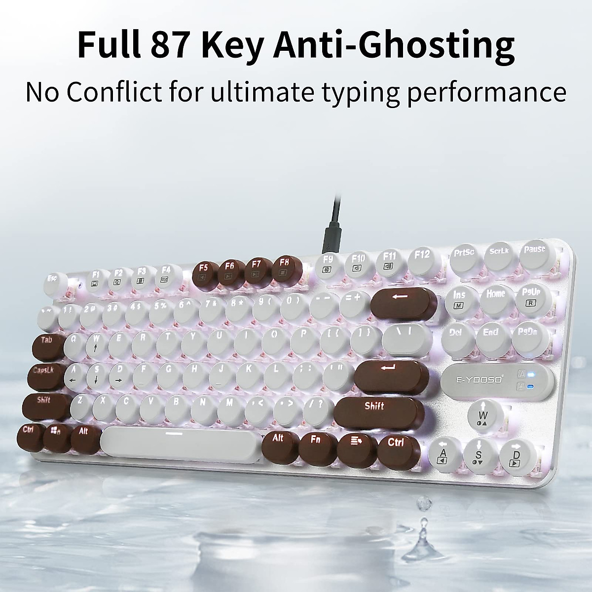 Z-66 Mechanical Gaming Keyboard, Rainbow LED Backlit, Fashionable PBT Keycaps, TKL 87Keys for Windows PC Gamer and Office (Red Switch)