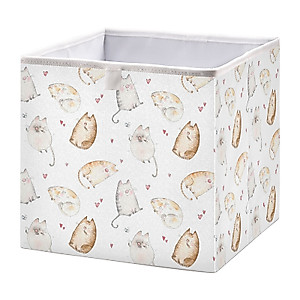 Kigai Cute Funny Cat Rectangular Storage Bins - 16x11x7 In Large Foldable Storage Basket Fabric Storage Baskes Organizer for Toys, Books, Shelves, Closet, Home Decor