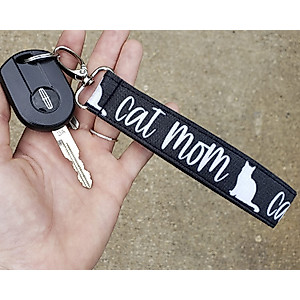 Cat Mom Keychain for Women - Gift Idea for Cat Lovers - Crazy Cat Lady Key Fob