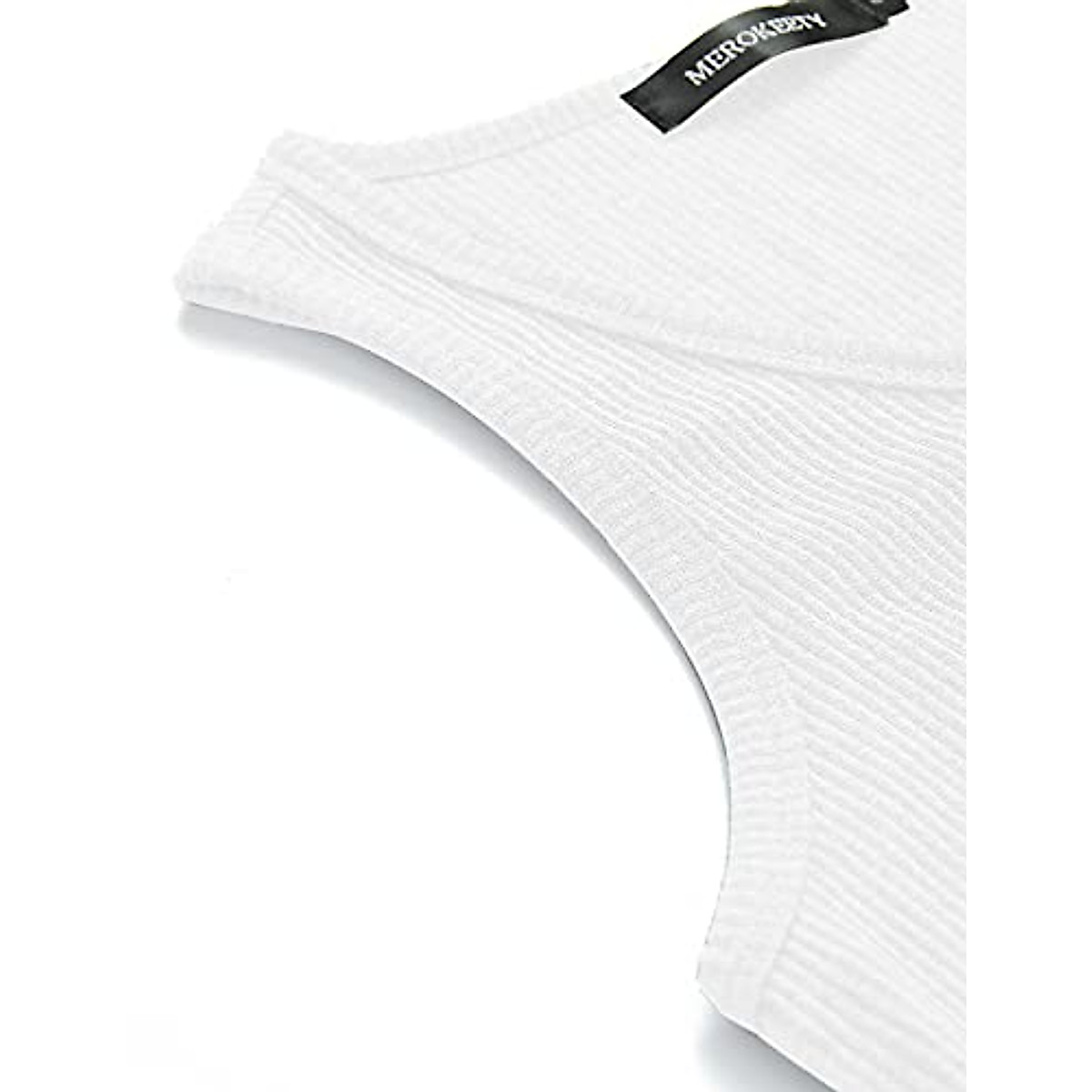 MEROKEETY Women's 2024 Casual Tank Tops Summer Solid Color Ribbed Sleeveless Basic Shirts, White, M