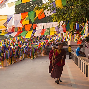 Cosynee Handmade Tibetan Buddhist Prayer Flag, Handmade Tibetan Affirmation Prayer Flags, Himalayan Flags (set of 2)