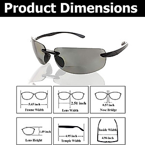 Fiore Island Sol Polarized Bifocal Sunglasses Sports Wrap Sun Readers Rimless TR90 Bi Focal Reading Glasses For Men And Women | 100% UV Protection