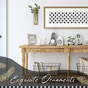 Qvutkve Tiered Tray Decor 16 Pcs, Farmhouse Decor Set, Stereoscopic Exquisite Relief Design Sign Rustic Table Ornaments for Kitchen Table Decoration, Gift