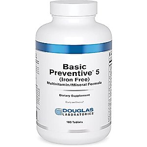 Douglas Laboratories Basic Preventive 5 | Iron-Free Highly Concentrated Vitamin, Mineral, Trace Element Nutritional Supplement with Antioxidants | 180 Tablets