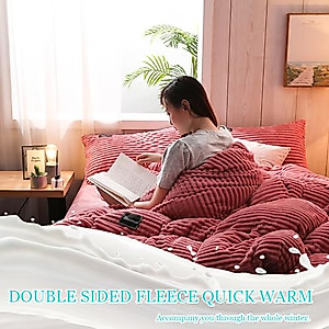 XHCTNN Milk Fleece Sheets King Size - Extra Soft Warm Double Sided Fleece Quilt Cover Pillowcase Beding | 1 Sheet | 1 Quilt Cover | 2 Pillowcase(B,1.5m/180 * 220cm)