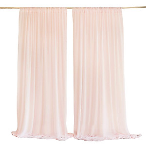 Ling's Moment 5ft x 10ft 2 Panels Backdrop Curtains with Silver Sparkle Wrinkle-Free 50% Transparency Chiffon Like Fabric Drapes for Wedding Arch Party Stage Decoration Blush Two Pages Curtains