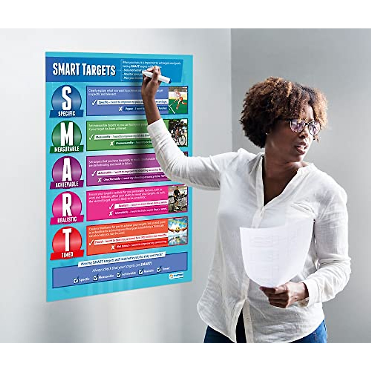 Daydream Education SMART Targets | PE Posters | Laminated Gloss Paper measuring 33” x 23.5” | Physical Education Charts for the Classroom | Education Charts