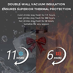 LB LEOBON 40 ounce insulated cup with handle, double-layer vacuum stainless steel material, equipped with straw, can keep warm or maintain cold drinks Big Red Bow Lake Green