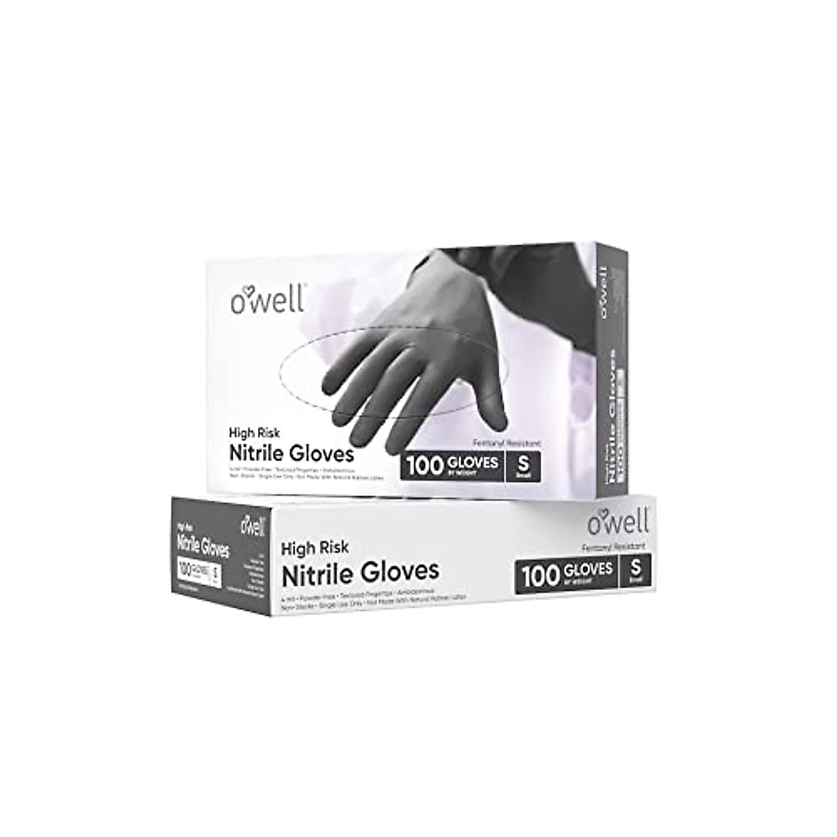 OWell Black Disposable Nitrile Gloves, 100 Ct | X-SMALL | Disposable Gloves Extra Small, 4mil, Disposable Latex Free Gloves, Powder Free Food Safe Gloves, Medical Exam Gloves (100 Count)