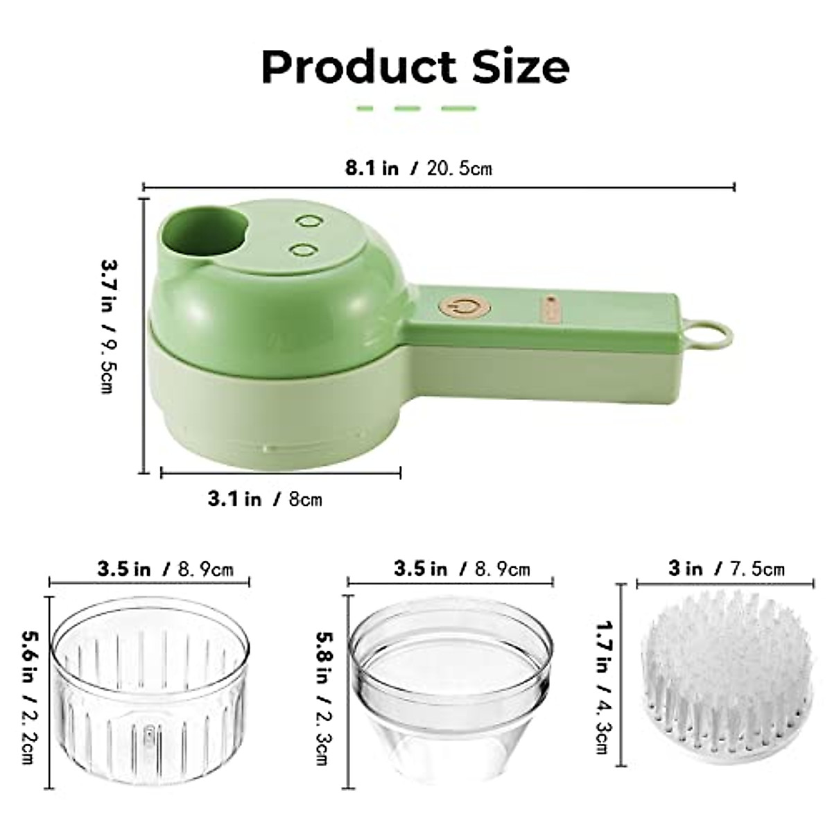 4 in 1 Handheld Electric Vegetable Cutter Set, Cordless Electric Garlic Chopper, Portable Food Slicer and Chopper for Garlic Pepper Chili Onion Celery Ginger Meat