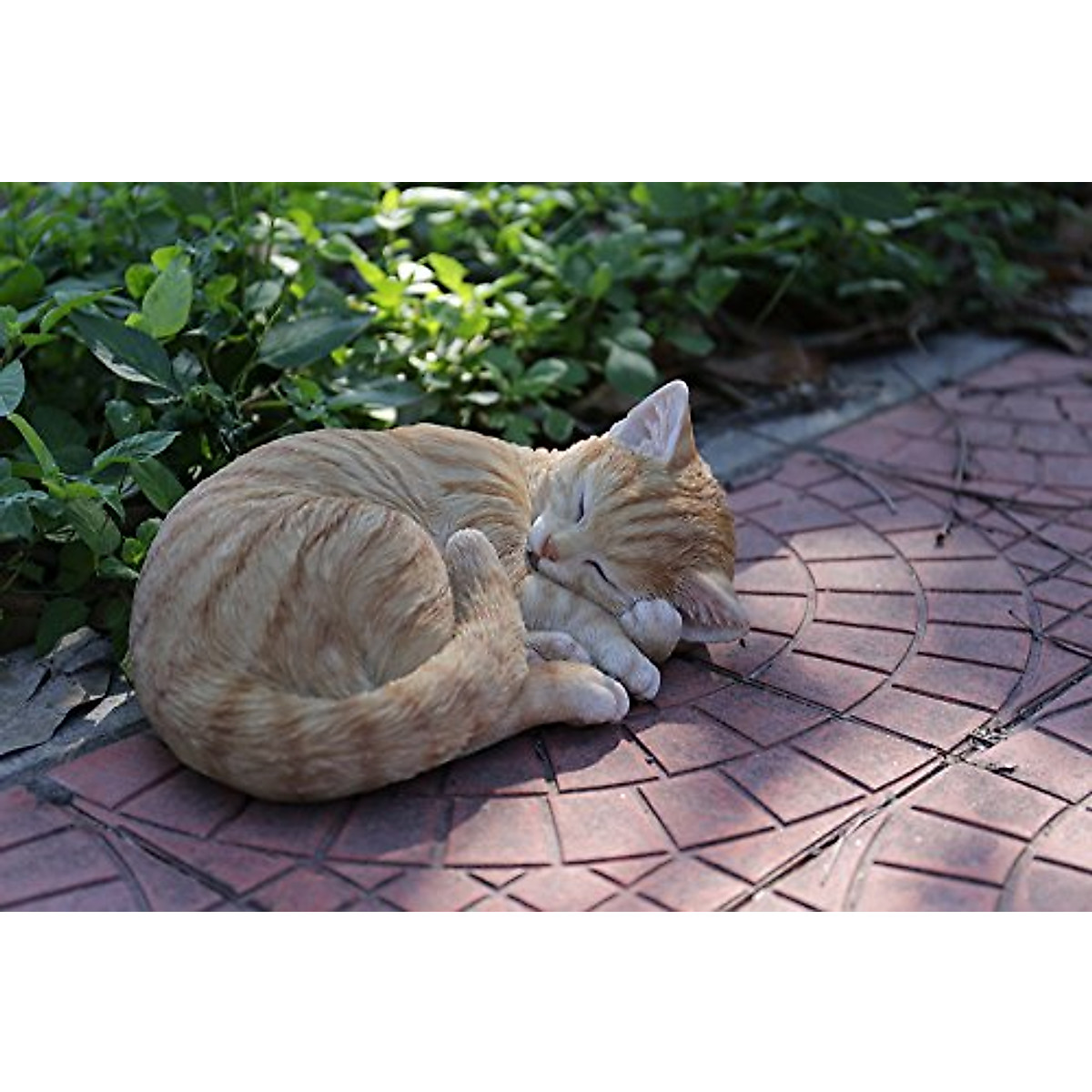 Hi-Line Gift Ltd Lying Cat Sleeping Tabby Statue, Orange
