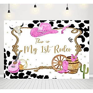 West Cowgirl Theme Birthday Party Backdrop for Girls My Wild West First Rodeo Party Photography Background Girl 1st Happy Birthday Cake Table Banner Decorations 7x5ft