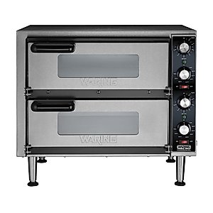 Waring Commercial WPO350 Medium-Duty Double Deck Pizza Ovens for Pizza up to 14" diamater, Ceramic Deck, 240V, 3500W, 6-20 Phase Plug