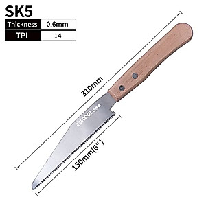 RUITOOL Japanese Hand Saw 6 Inch Pull Saw SK5-Steel Flexible Blade 14TPI Flush Cut Trim Saw Wood Saw Wood Handle for Woodworking Hand Tools