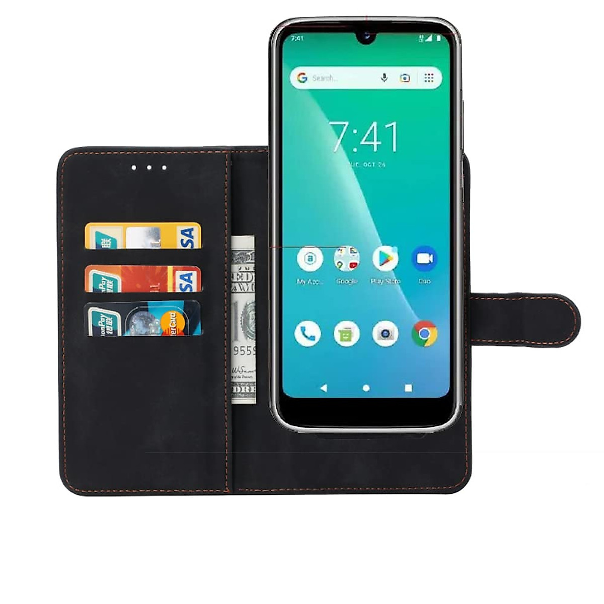 Ranyi for Lenovo ThinkPhone 5G Case, Motorola ThinkPhone Case, Universal Leather Wallet Case with Credit Card Holder Movable Clip Magnetic Flip Wallet Protective Case for Lenovo ThinkPhone 5G -Black