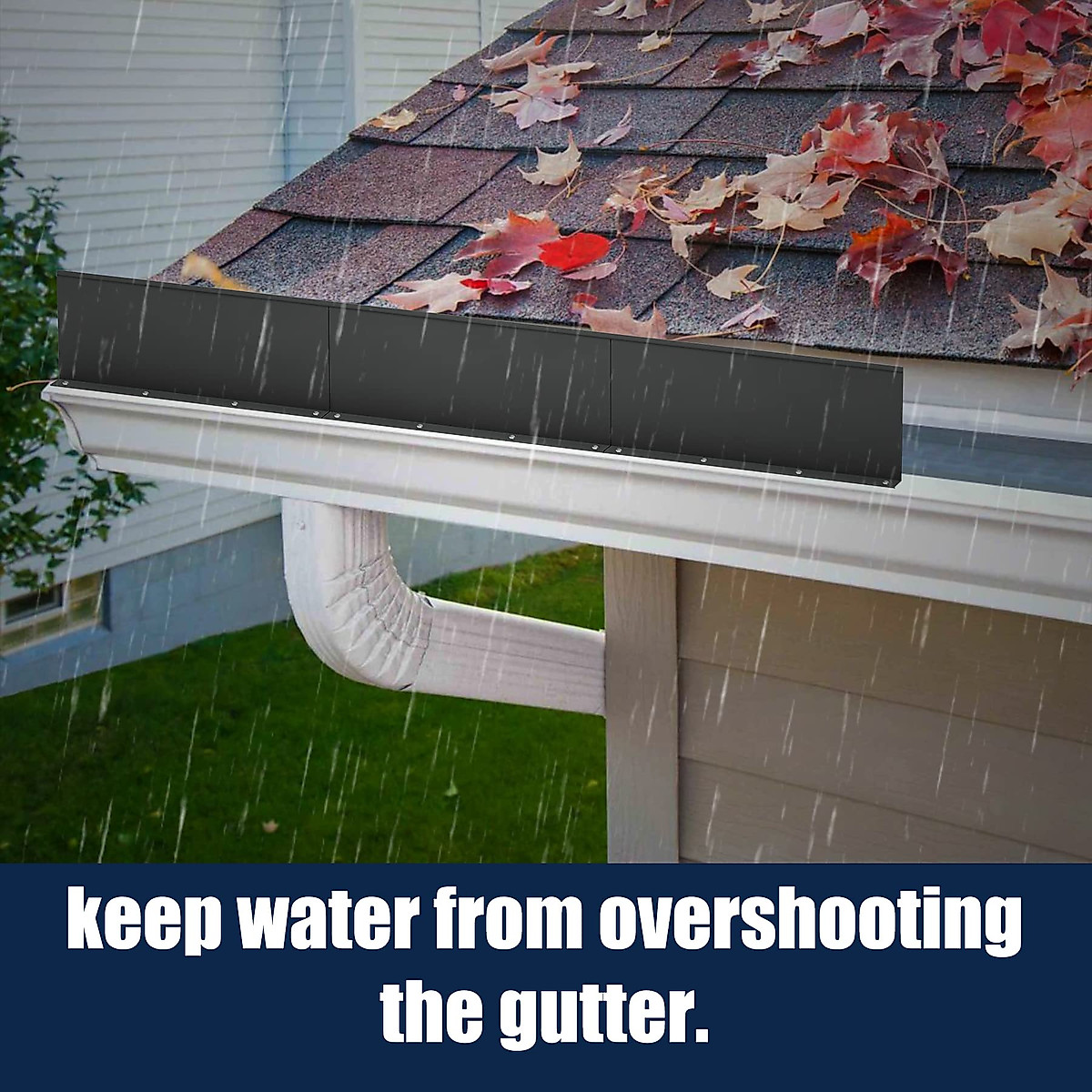 Pearwow Gutter Valley Splash Guard,Aluminum Rain Diverter Roofing Gutter Splash Guards for Valley,Corner or Straight,10 Inch Each (6 Pcs Black)