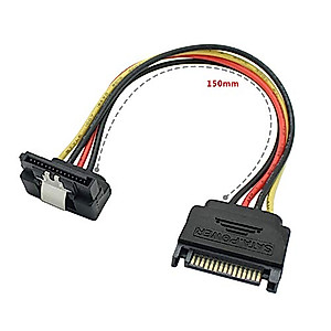 Tivid sata Power 90 Degree Adapter SATA 15pin Power Extension Cable,SATA 15 Pin Male to 90 Degrees Female Power Cable Adapter,0.5ft
