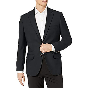 Amazon Essentials Men's Long-Sleeve Classic-fit Button-Front Stretch Blazer, Black, 48