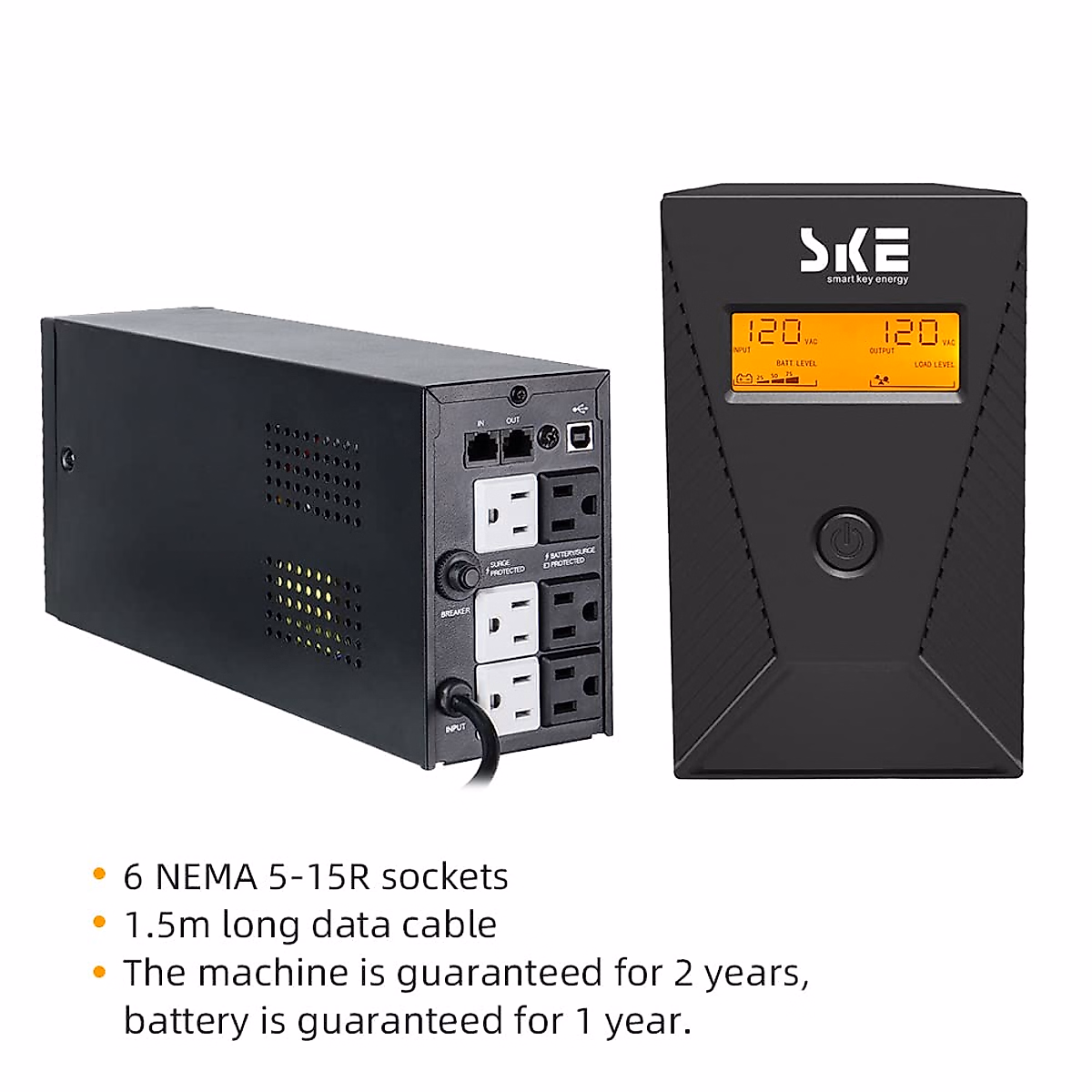 600VA/360W Ups Battery Backup and Surge Protector,Computer ...