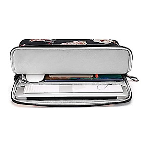 MOSISO Laptop Sleeve Bag Compatible with MacBook Air/Pro,13-13.3 inch Notebook,Compatible with MacBook Pro 14 inch 2023-2021 M2 A2779 A2442 M1, Peony PU Leather Padded Bag Waterproof Case, Black