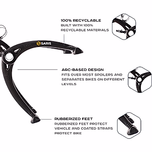 Saris Bones Car Trunk Bicycle Rack Carrier, Mounts 2 Bikes, Black - Durable, Rust-Free, Anti-Sway Straps, Fits Most Vehicles, Made in USA, Arc-Based Design, 100% Recyclable Materials