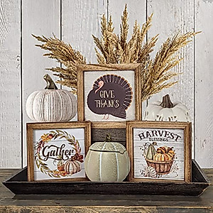 Set of 3 Rustic Wood Frames for Tiered Tray Decor with 36 Seasonal Interchangeable home signs Farmhouse Home Decor for the Spring, Summer, Fall, Winter, Christmas, Easter, Thanksgiving, 4th of July, Halloween, Valentines & St Patrick’s Day, 7x7 in.