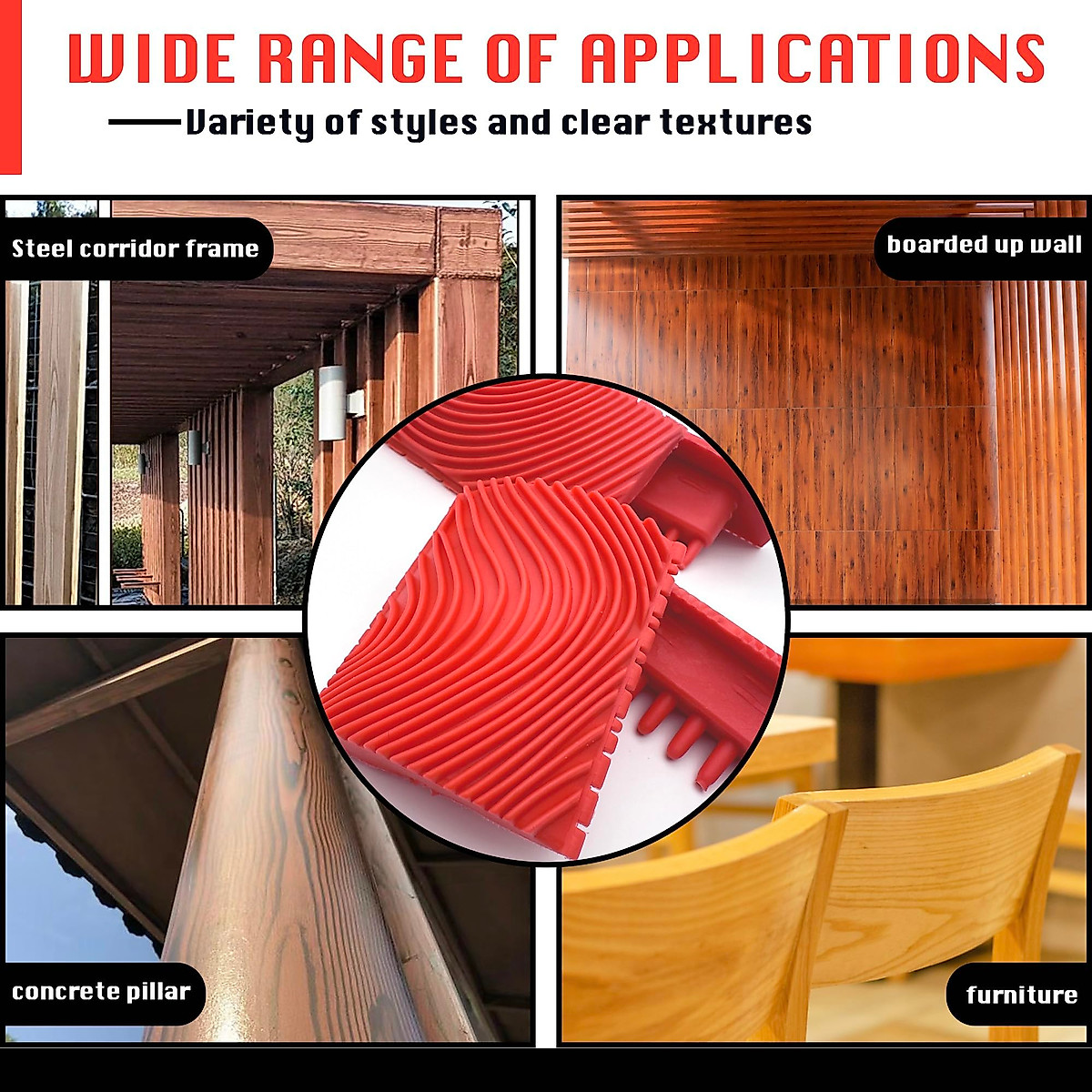 LUTQ Wood Grain Tool Kit - Natural Woodgrain Maker for Decorative Painting Premium Wood Graining Tool Set Enhance Your DIY Projects with Wood Grain Patterns