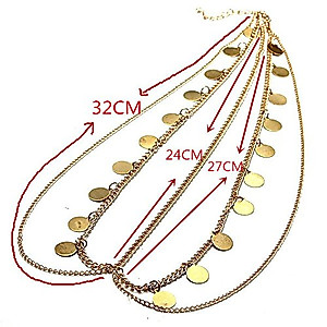 Wekicici Boho Gold Disc Tassel Pendant Spangles Hair Bands for Women and Girls Coin Headpiece Party Costume Layering Hair Accessories