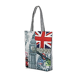London British Flag Women's Large Cotton Canvas Tote Bag Handbags Top-Handle Bags Shoulder Shopping Bags London one size