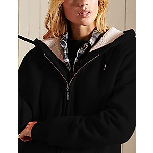 Yeokou Women's Casual Winter Warm Sherpa Lined Zip Up Hooded Sweatshirt Jacket Coat (X-Large, Black001)