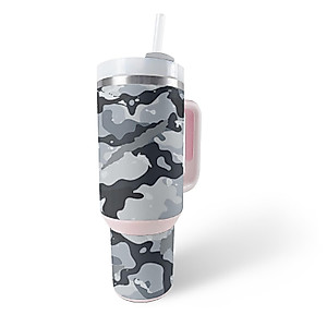 MightySkins Skin Compatible With Stanley The Quencher H2.0 FlowState 40 Oz Tumbler - Gray Camouflage | Protective, Durable, and Unique Vinyl Decal wrap cover | Easy To Apply, Remove, and Change Styles