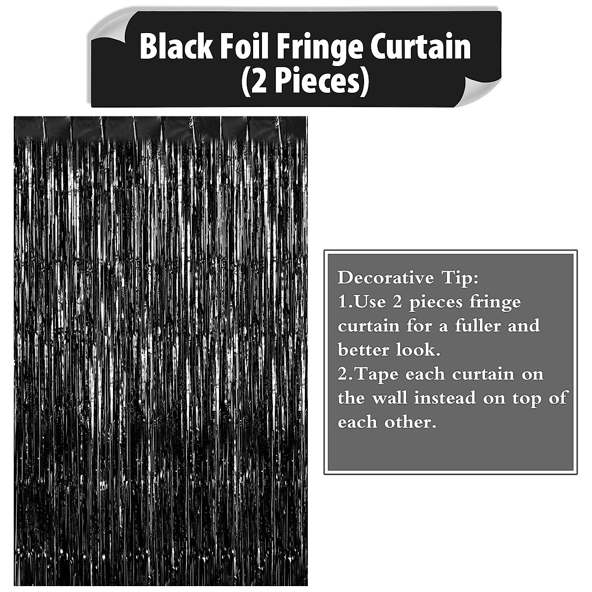 TOTAFAM White Fringe Curtains, Xtra Large Foil Fringe Curtains, Pack of 2 Foil White Backdrop Curtains Party Decorations for Birthday Wedding Bridal Shower Cocktail Christmas New Year Party