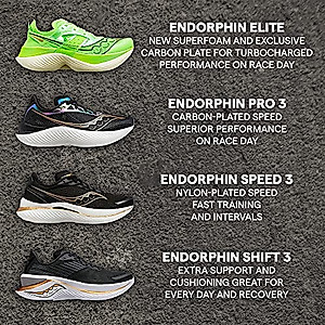 Saucony Men's Endorphin Shift 3 Running Shoe, Black/GOLDSTRUCK, 10