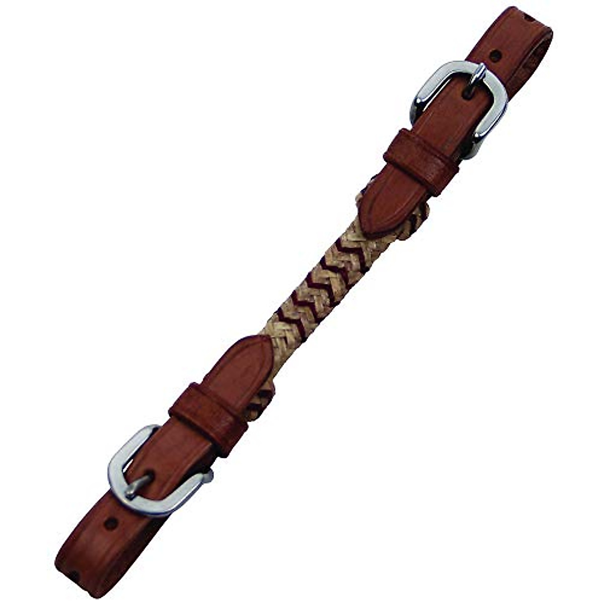 Buffalo Leather Light Oil Curb Strap with Natural & Tan Rawhide Accent