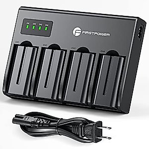 FirstPower 4 Pack NP-F550 Batteries and 4-Channel Charger Compatible with Sony NP-F970 F960 F770 F750 F570 F550 F530 F330 CCD-SC55 TR516 TR716 TR818 TR910 TR917 Camcorder and Led Video Light, Monitor