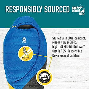 Sierra Designs Cloud 35 Degree DriDown Sleeping Bag Ultralight Zipperless Down Sleeping Bag for Backpacking and Camping - Regular