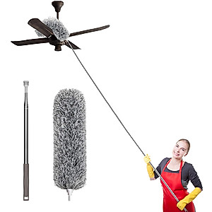 SetSail Duster with Extension Pole 110-inch Extra-Long Dusters for Cleaning, Bendable Microfiber Head Washable Ceiling Fan Duster for High Ceilings, Furniture