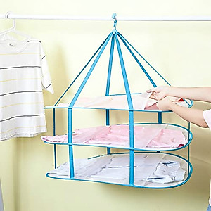 Fashion & Lifestyle Large Size Sweater Hanging Dryer, 3 Tier Folding Drying Rack, Lay Flat to Dry Mesh Clothes Hanger for Sweater, Delicates and Swimsuit 30.3 inches L x 24 inches W x 30.7 inches H